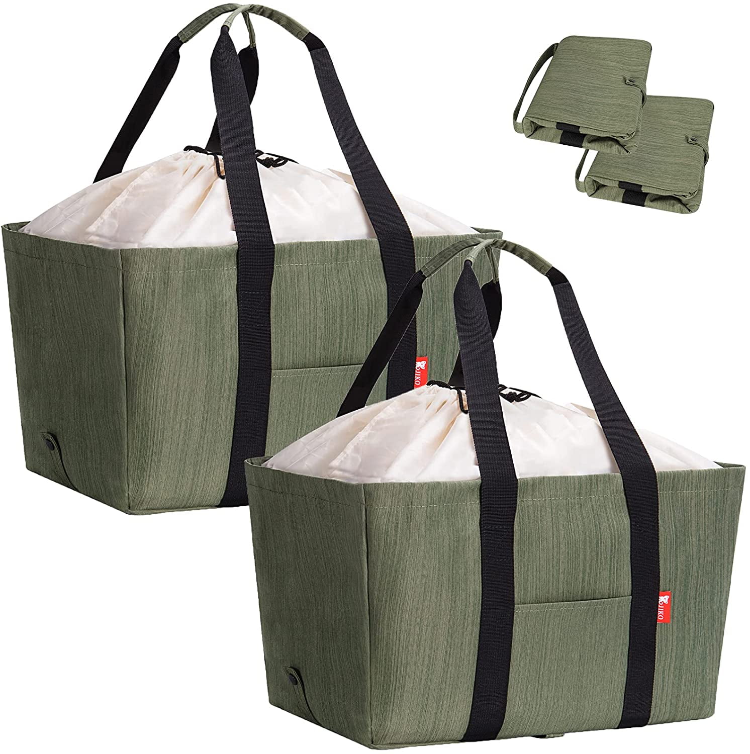 Large Utility Tote Bag, Reusable Collapsible Durable Grocery Shopping ...