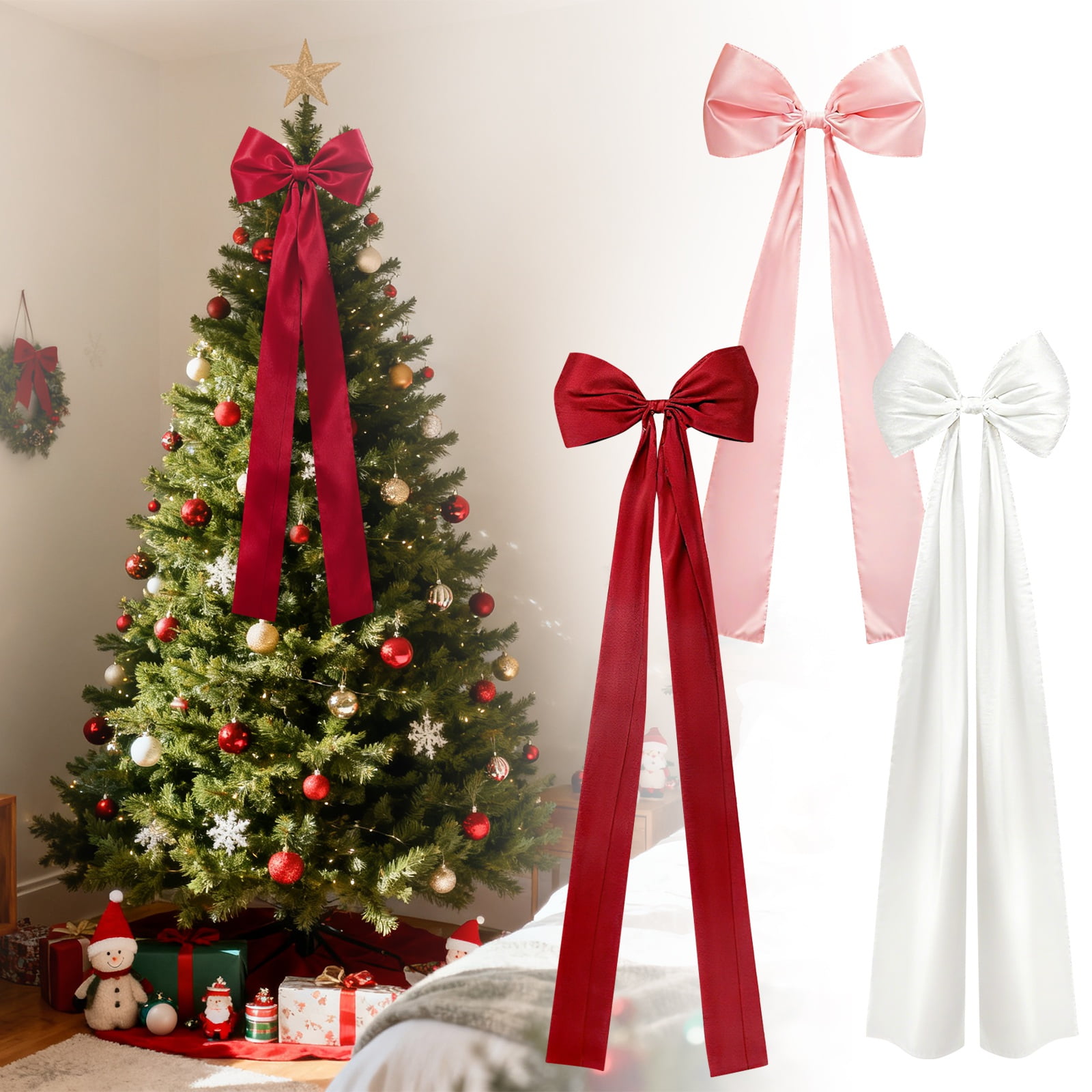 Large Velvet Bows for Christmas Tree Extra Large Christmas Satin Bows ...