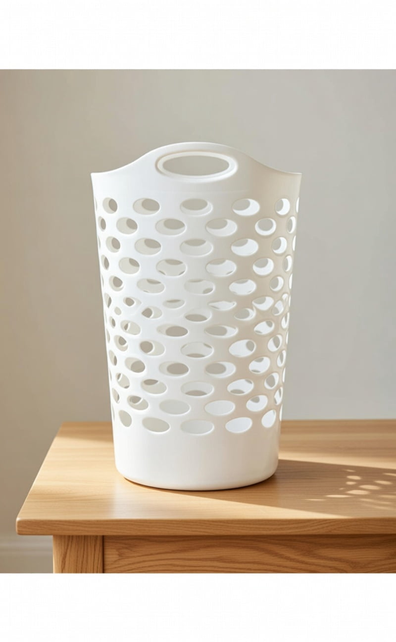 Large Ventilated Plastic Laundry Hamper 26" Tall White - Breathable ...