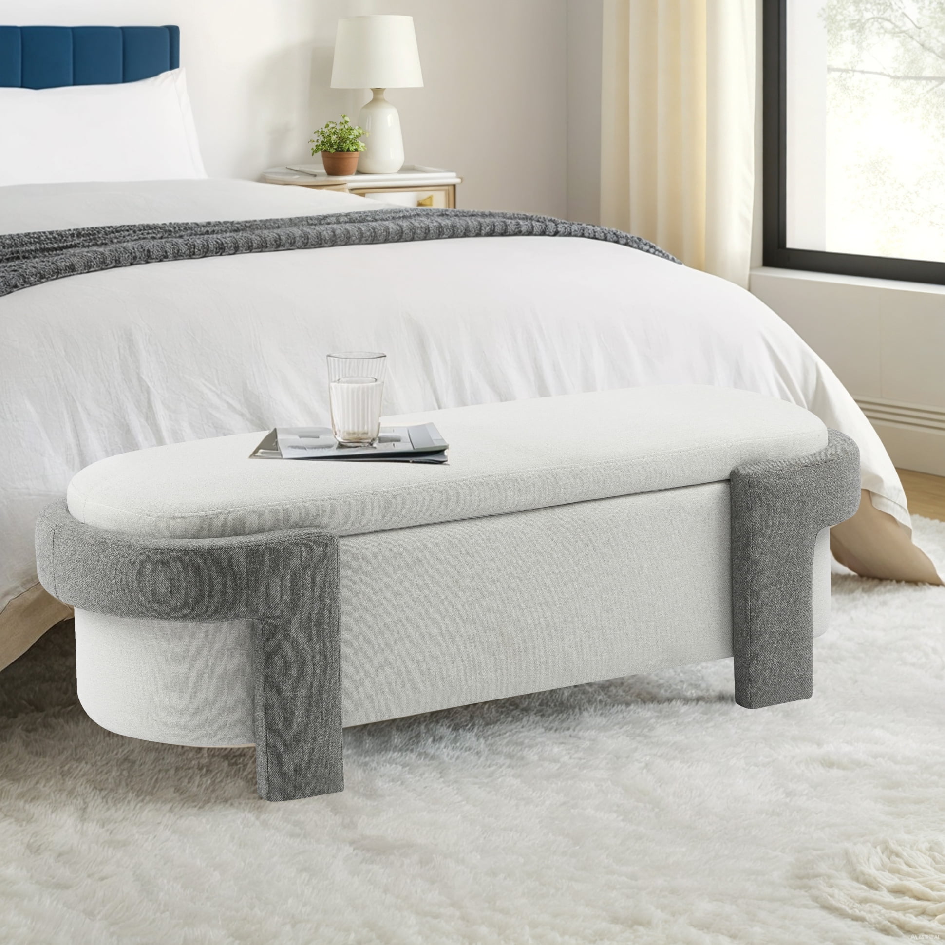 Large Versatile Storage Ottoman Bench, Upholstered Ottoman End of Bed ...