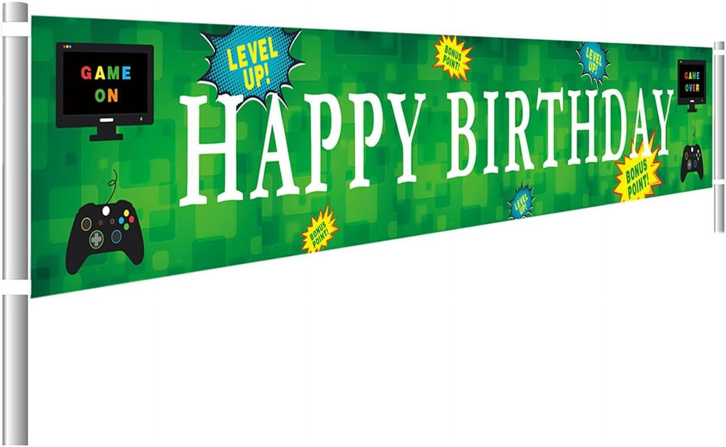 Large Video Game Happy Birthday Banner, Gaming Birthday Party Sign ...