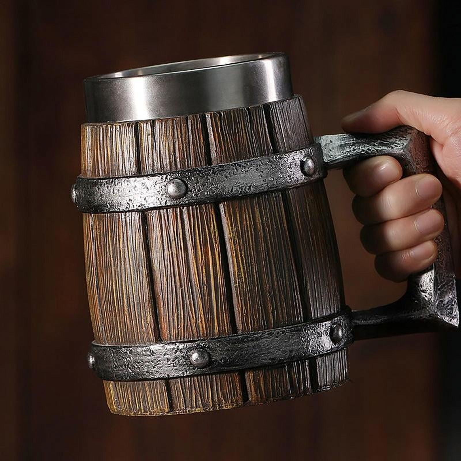 Large Viking Beer Mug Wooden Beer Tankard Cup Viking Coffee Cool Mug ...