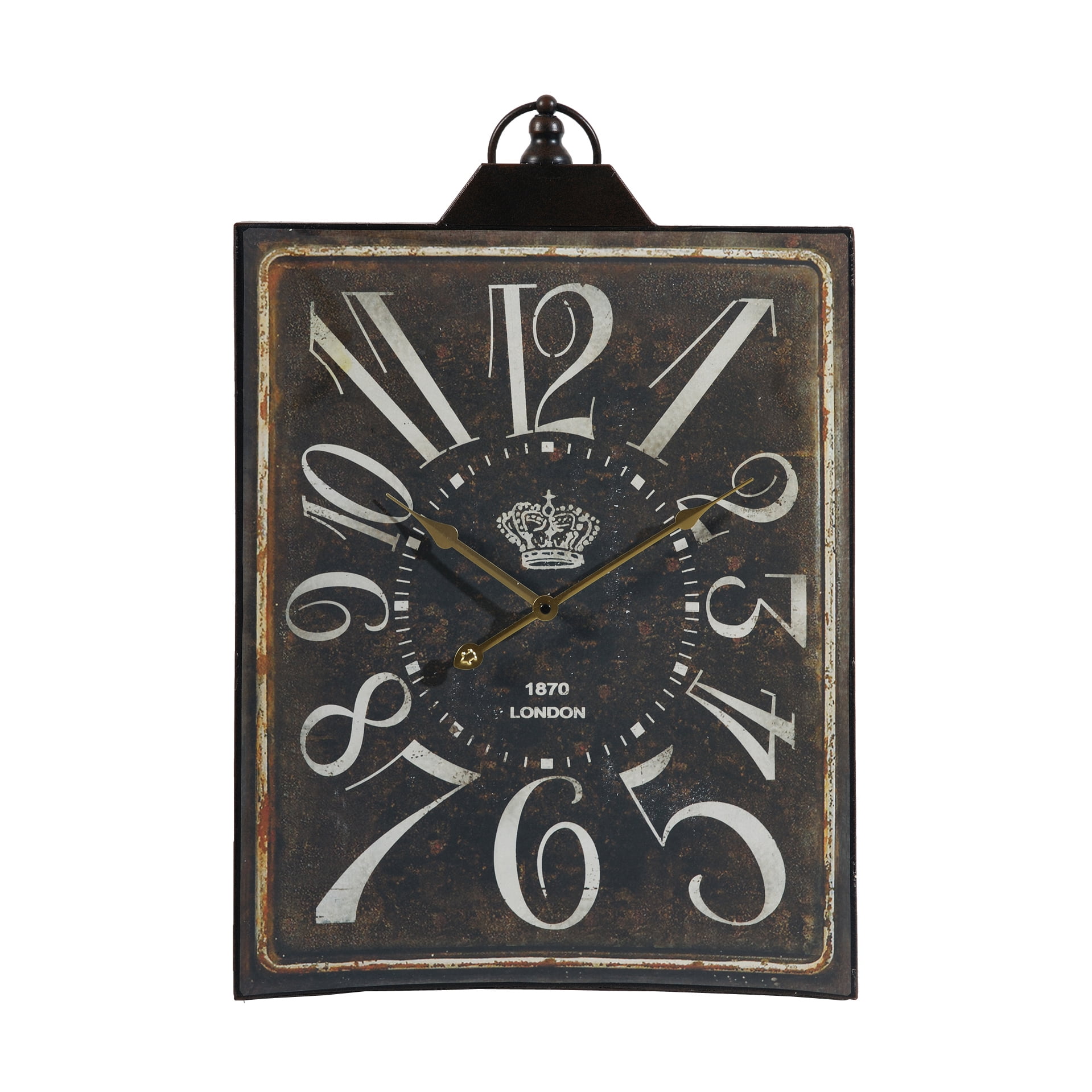 Large Vintage Black Rectangular Wall Clock with White Numerals, Home ...