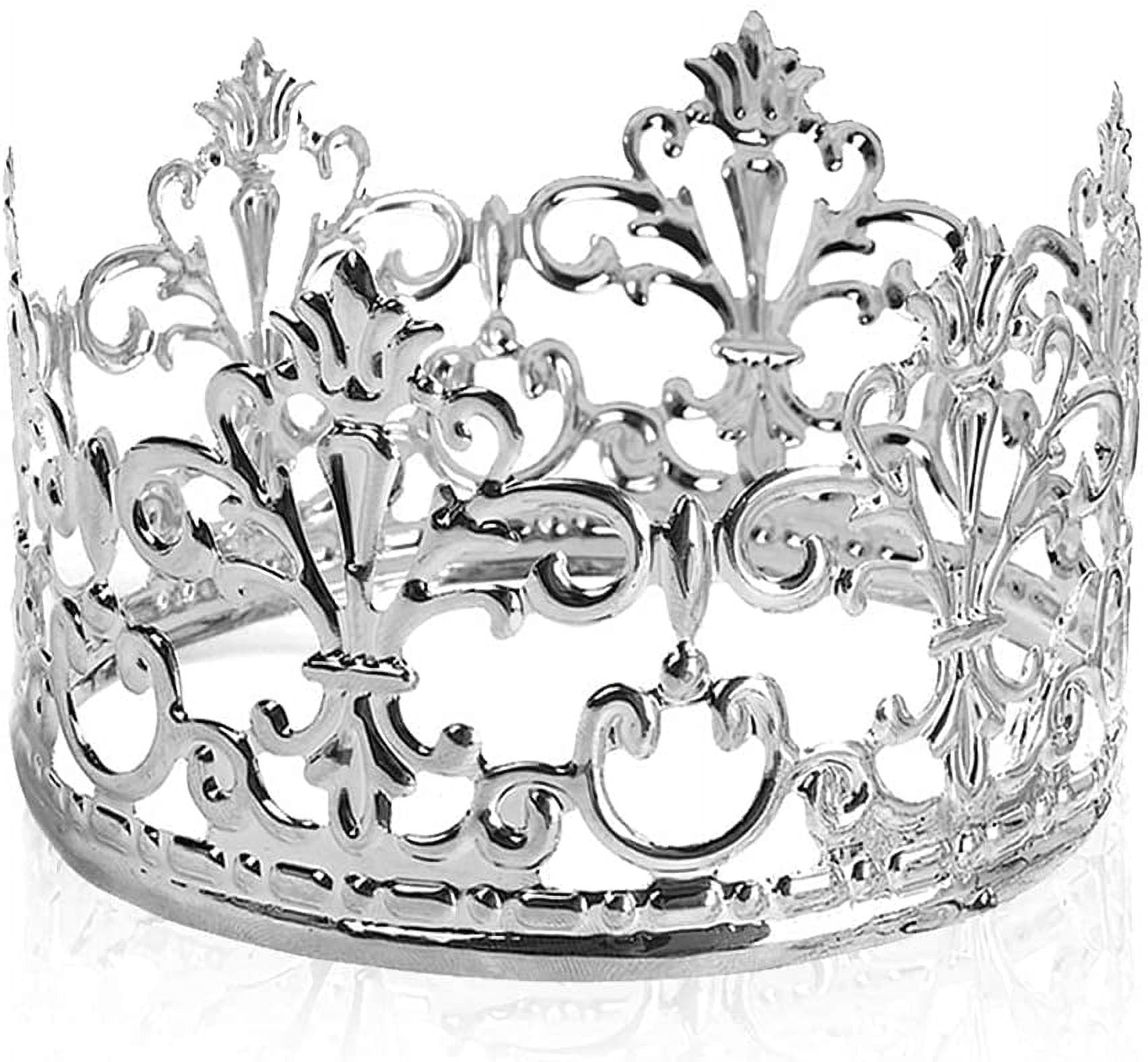 Large Vintage Silver Crown Cake Topper, Happy Birthday Topper Party ...