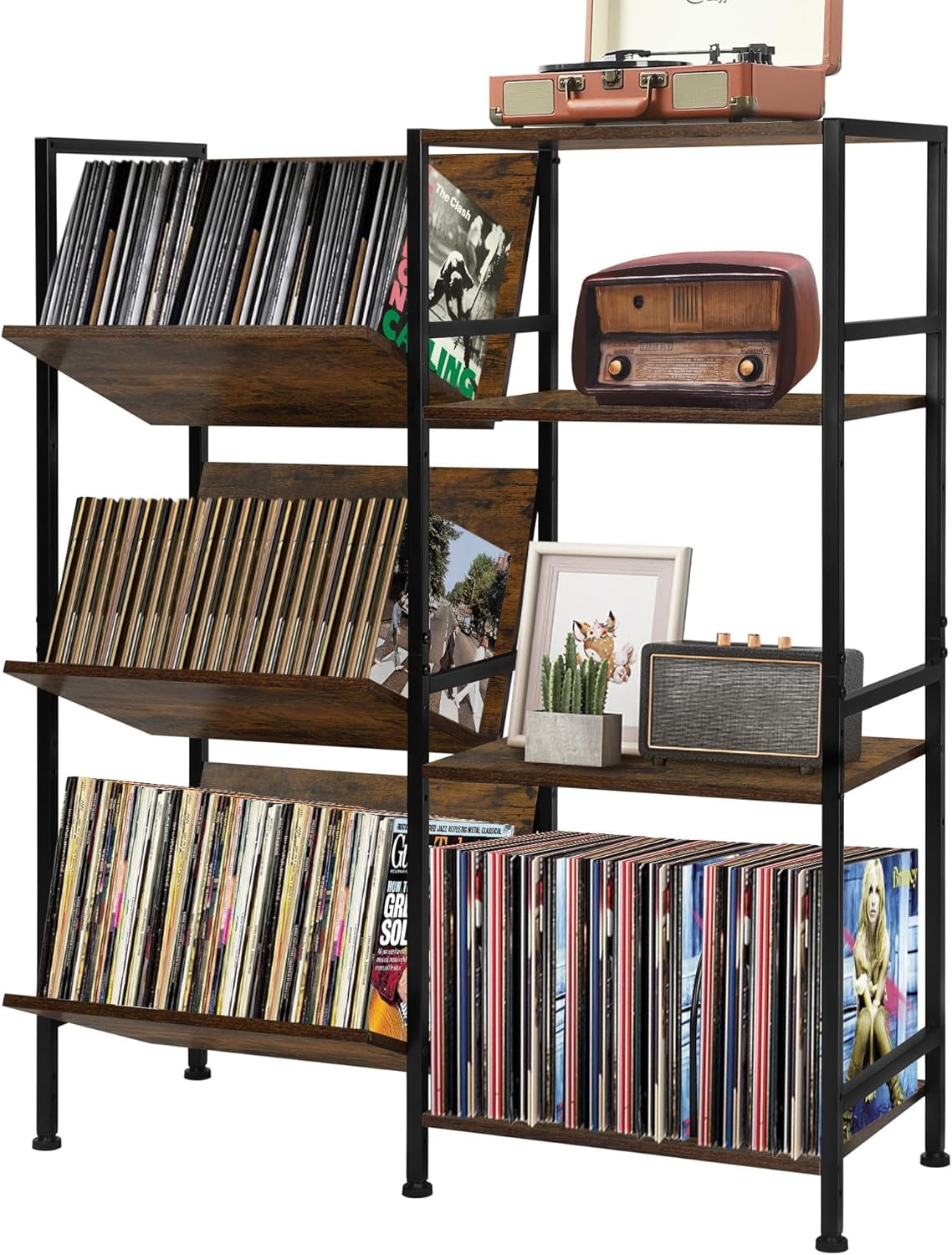 Large Vinyl Records Player Stand, Holds 200 Albums, Turntable Stand ...