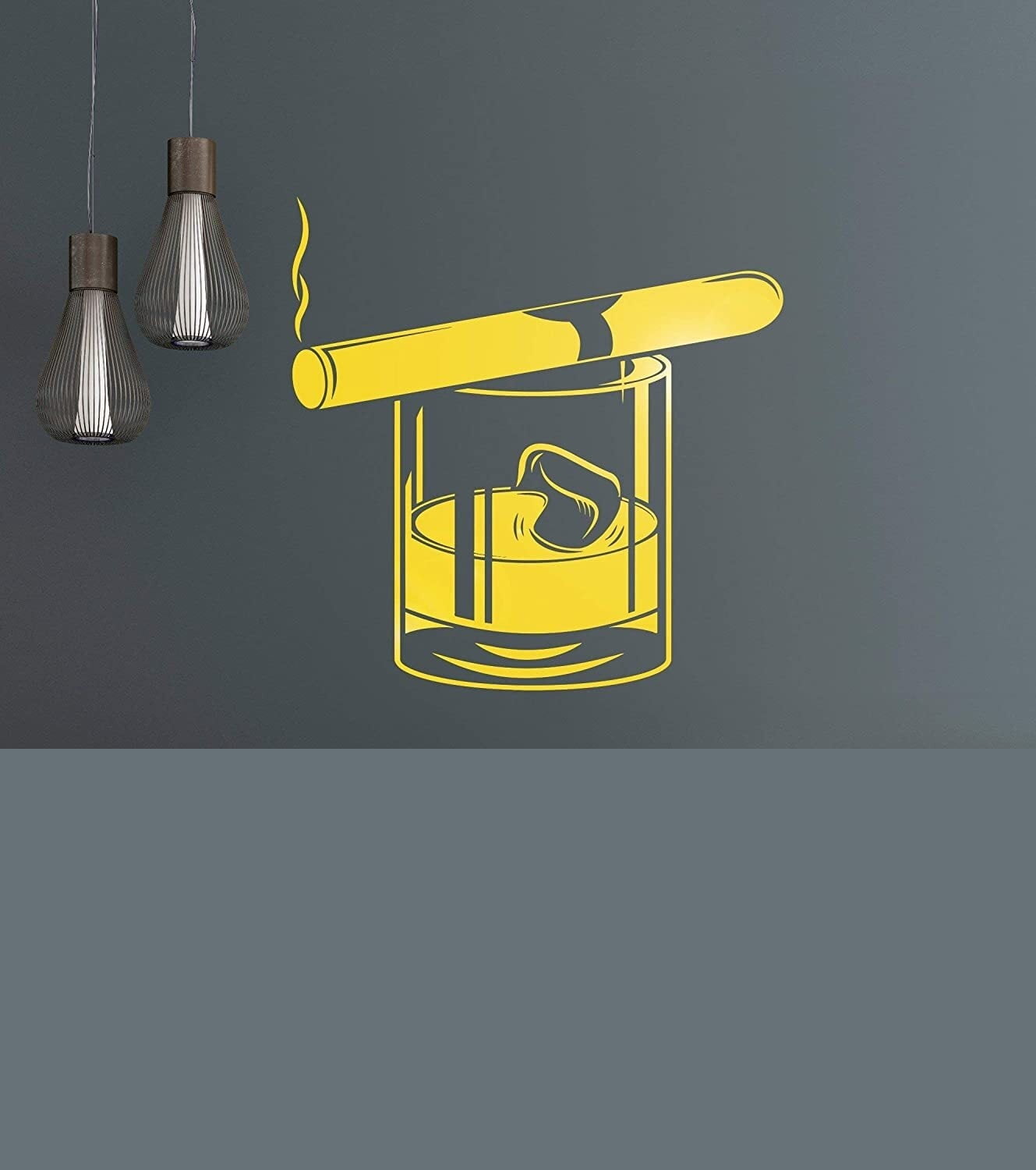 Large Vinyl Wall Decal Whiskey Glass Cigar Alcohol Bar Men's Style ...