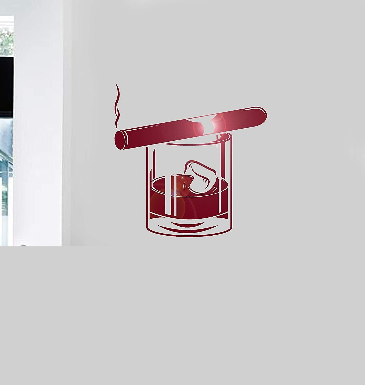 Large Vinyl Wall Decal Whiskey Glass Cigar Alcohol Bar Men's Style ...