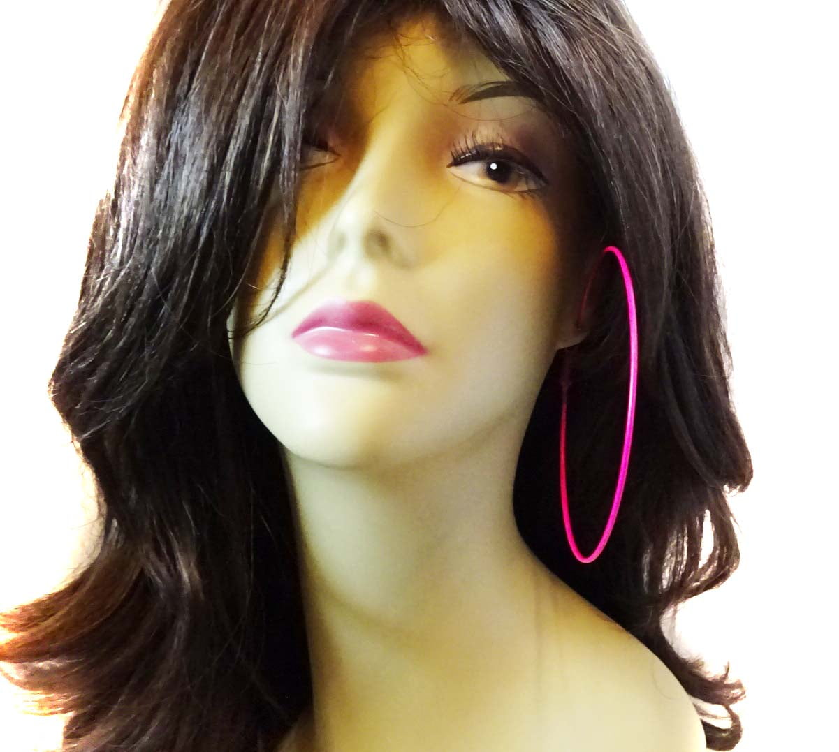 Large Violet Pink Hoop Earrings Classic Thin Hoop Earrings 4 inch Hoops ...