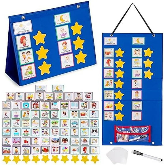 Large Visual Schedule for Kids with Autism - Morning Bedtime Routine ...