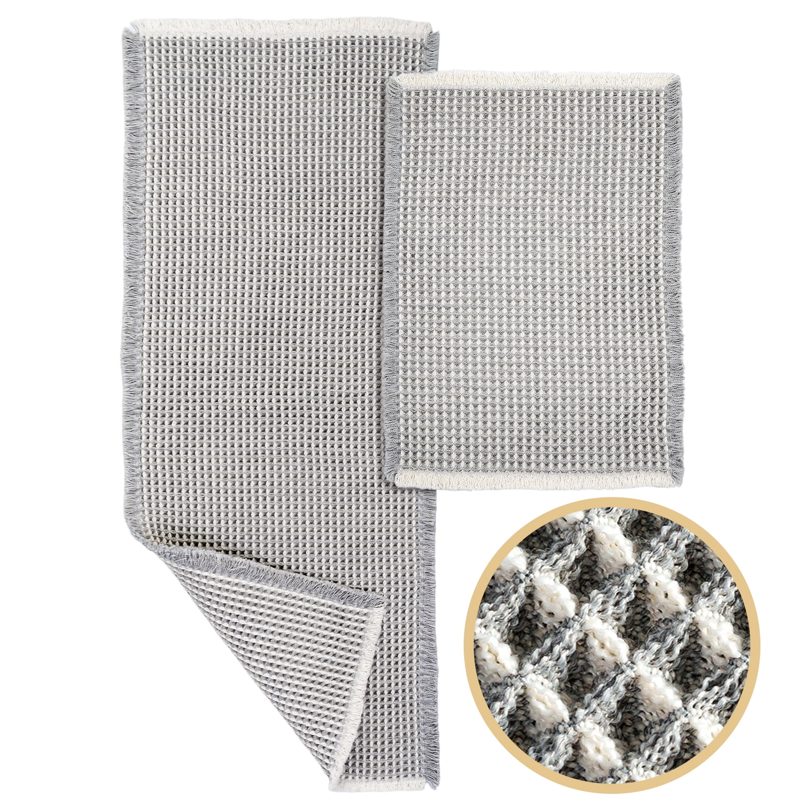 Large Waffle Bath Mat Set, Non Slip Bathroom Mat Set, Ultra Absorbent ...