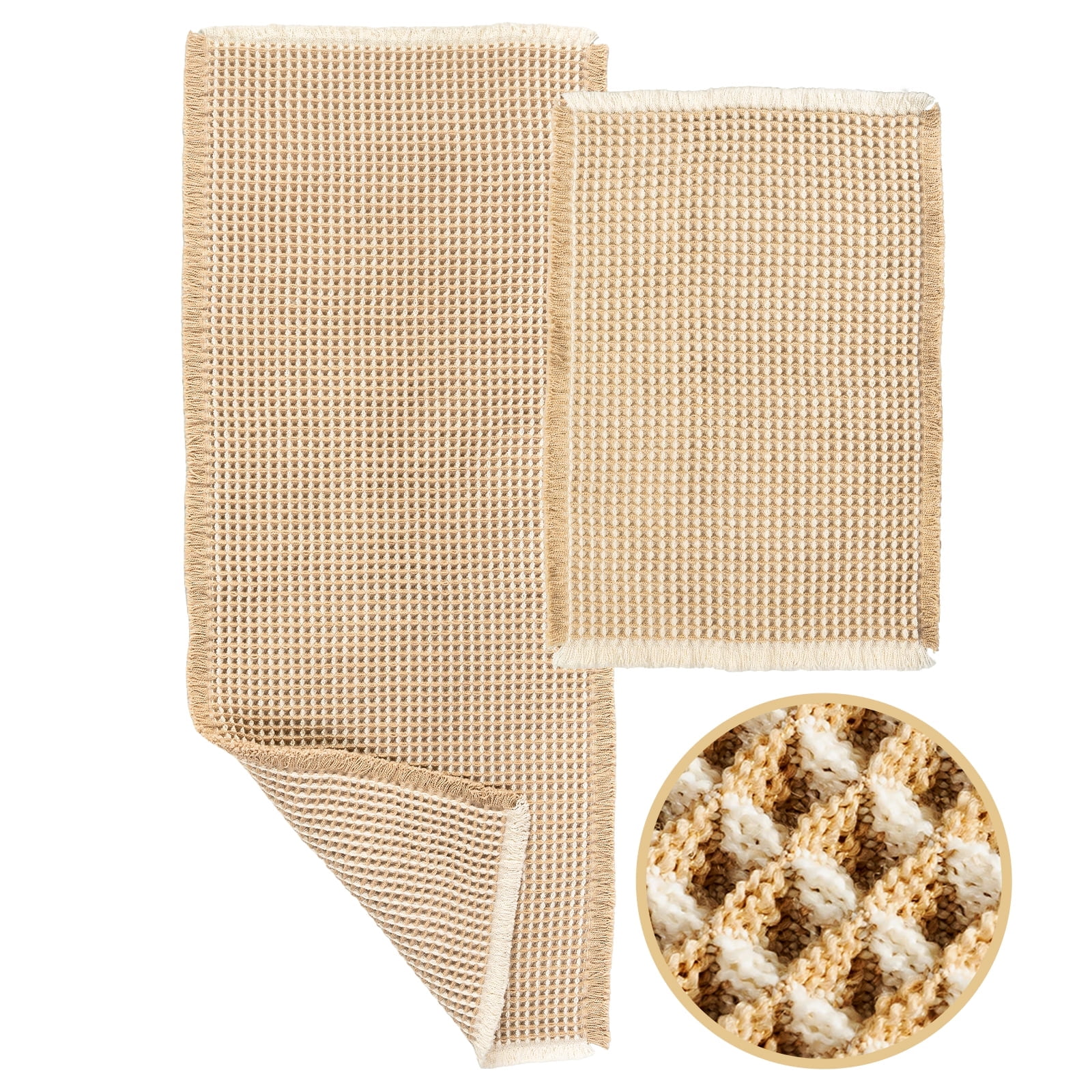 Large Waffle Bath Mat Set, Non Slip Bathroom Mat Set, Ultra Absorbent Bath Mats for Bathroom ...