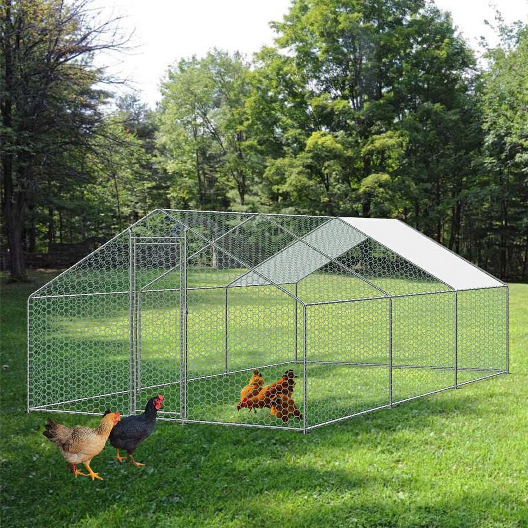 Large Walk in Chicken Coop Enclosure Backyard Poultry Cage w/ Cover ...