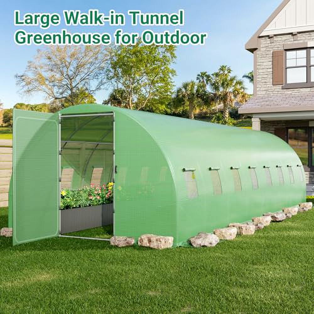 Large Walk-in Greenhouse for Outdoors, Upgraded Swing Doors Tunnel ...