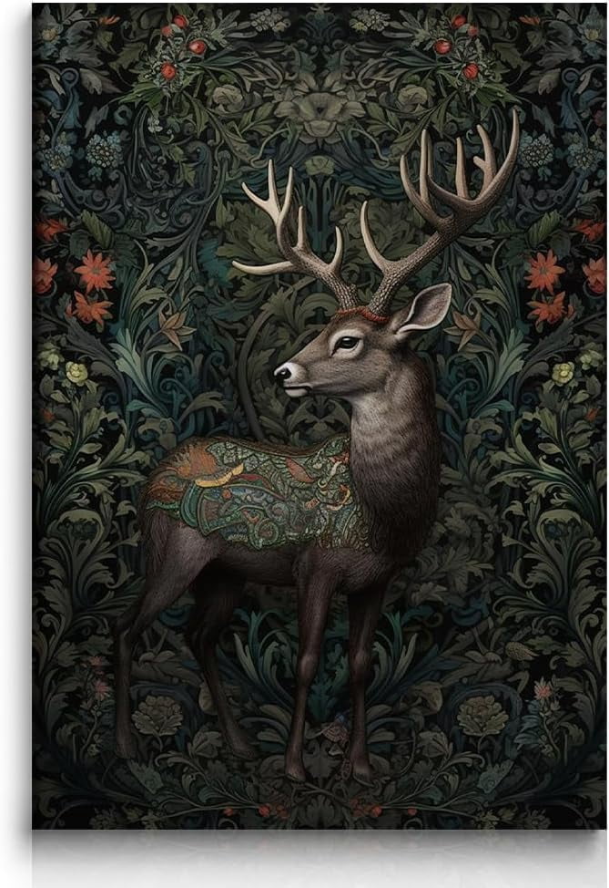 Large Wall Art William Morris Inspired Deer Art Print Nature Wall Art ...