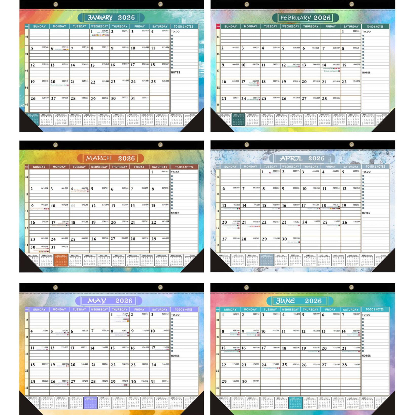 Large Wall Calendar 2025-2026 18-month Monthly Hanging Calendar with ...