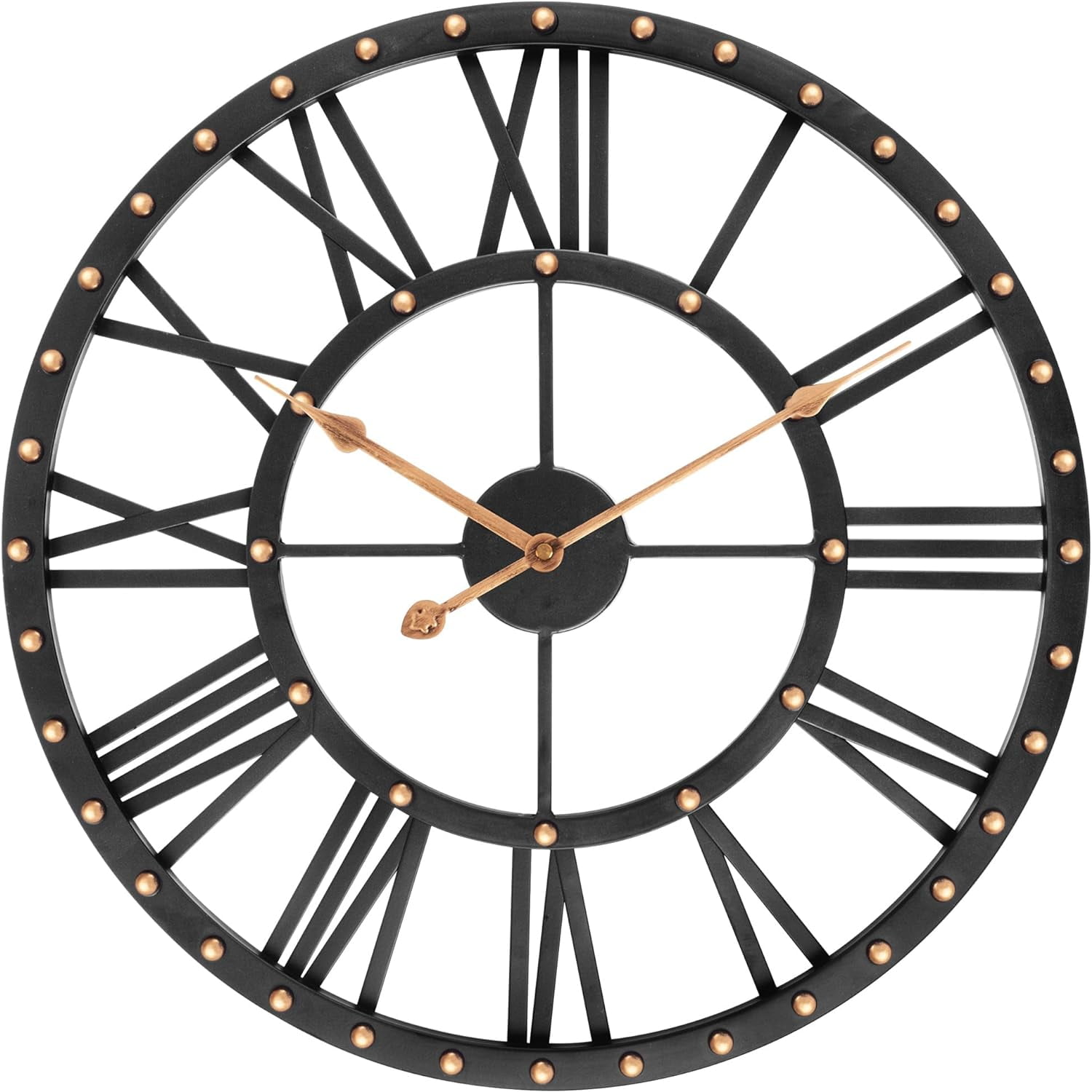 Large Wall Clock, 18 Inch Silent Non-Ticking Black Industrial Decor ...