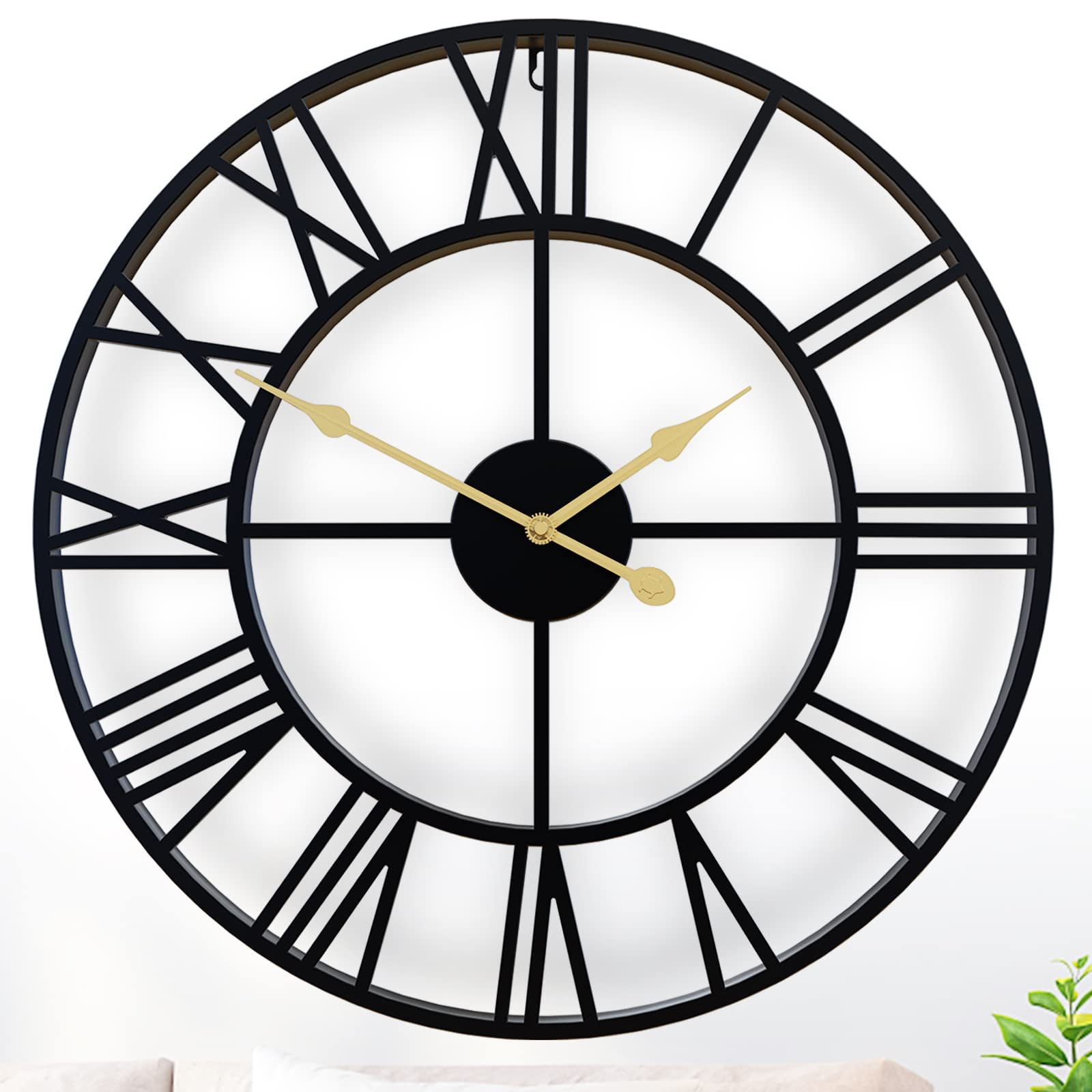 Large Wall Clock,20 inches Large Modern Black Metal Wall Clocks ...