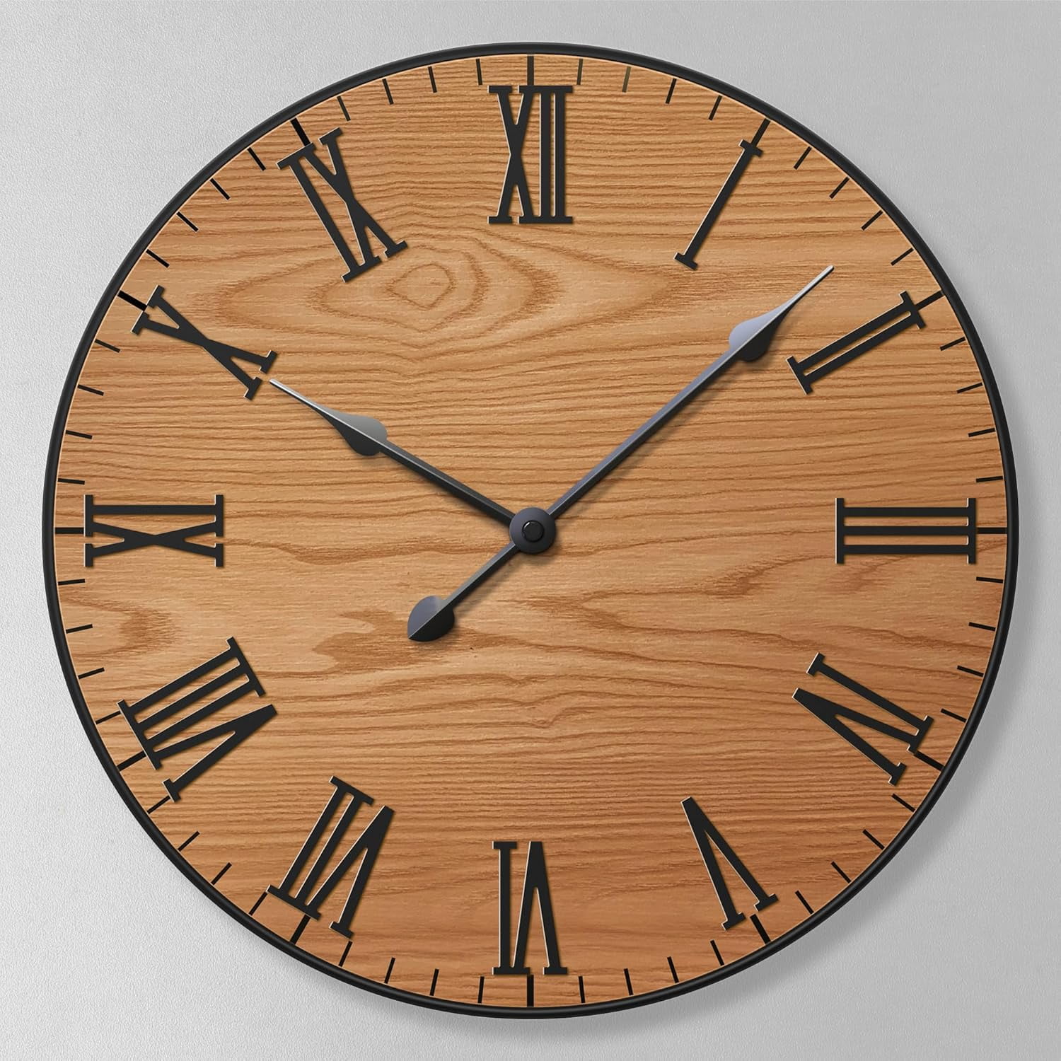 Large Wall Clock 24 Inches - Decorative Wall Clock Large With Real Wood ...