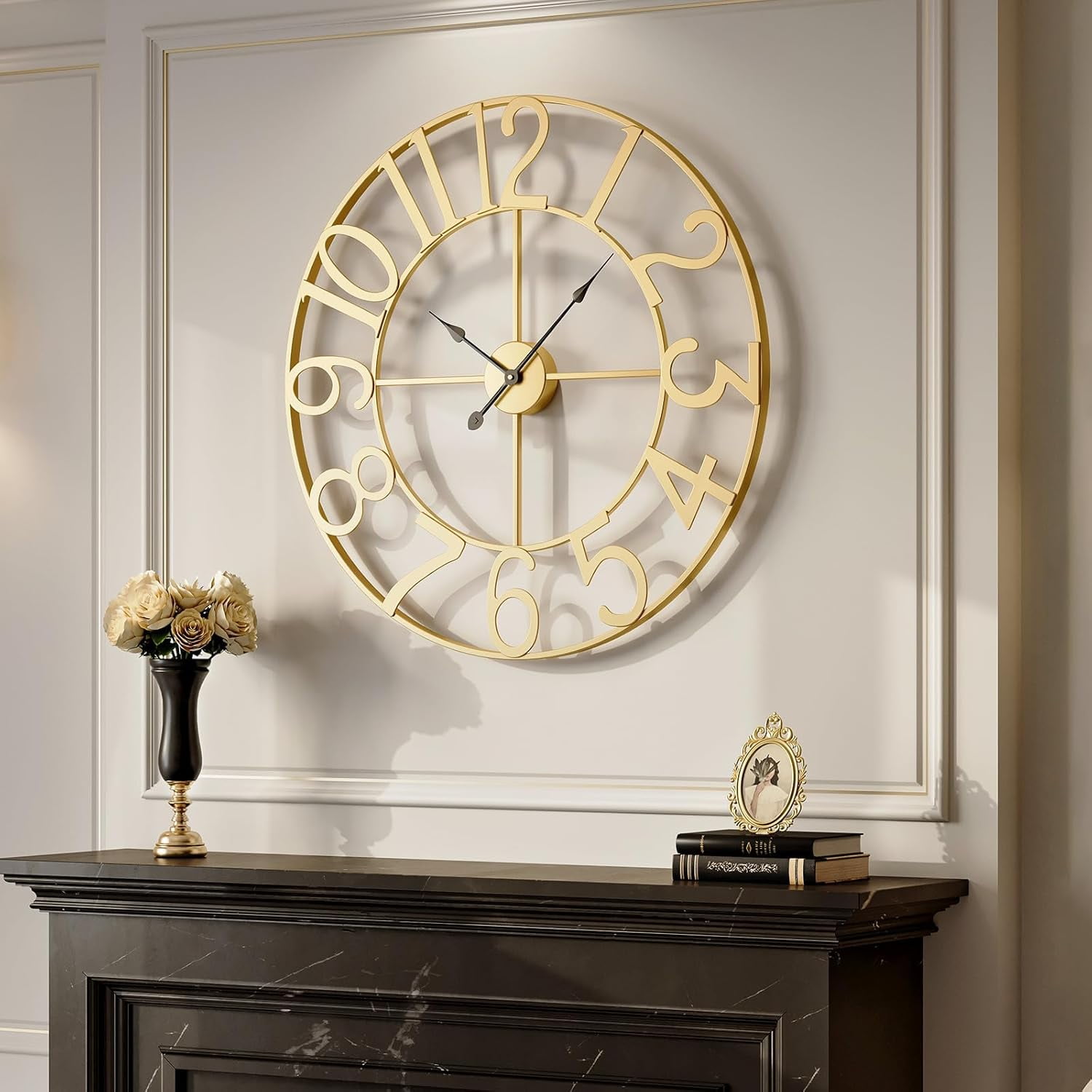 Large Wall Clock 30 Inch, Decorative Gold Clocks Silent Non Ticking ...