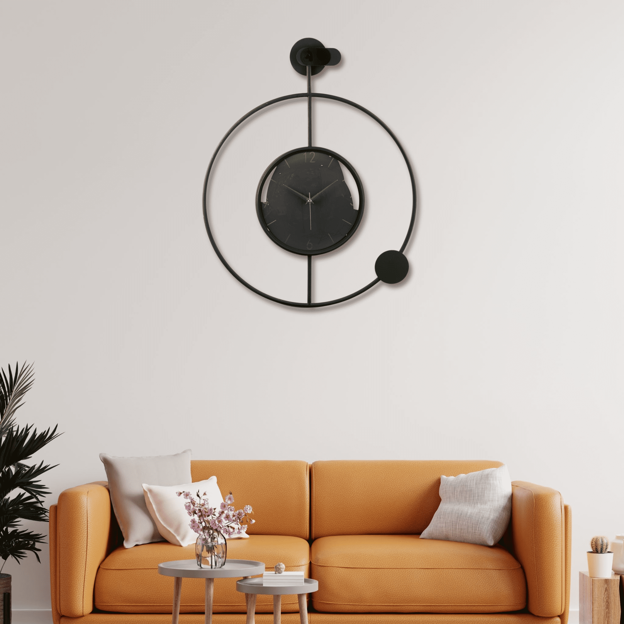 Large Wall Clock Black Minimalist Metal Wall Clock, 60 cm or 24 inch ...