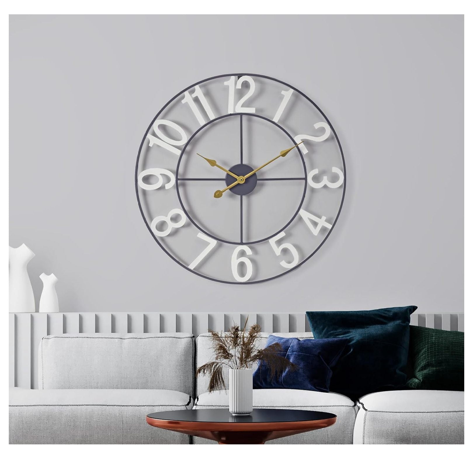 Large Wall Clock for Living Room Decor – Easy to Hang 24-Inch Big Wall ...