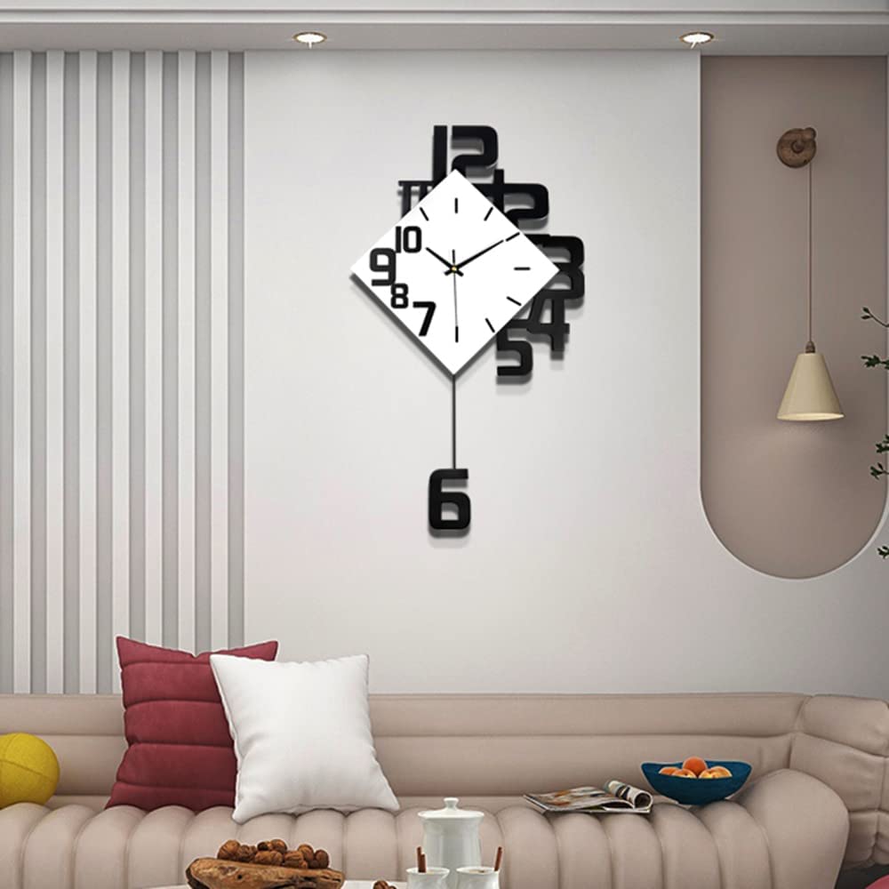 Large Wall Clock for Living Room Decor Pendulum Modern Kitchen Silent ...