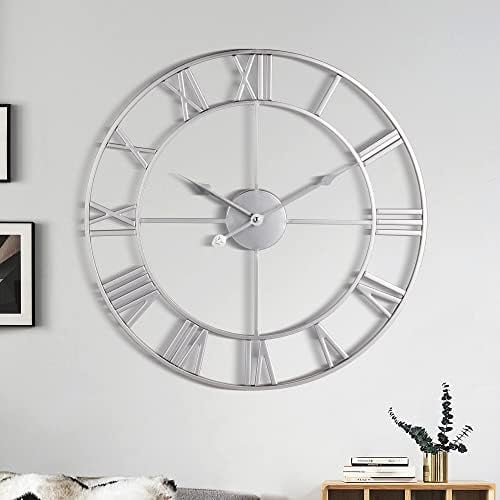 Large Wall Clock, Metal Retro Roman Numeral Clock, Modern Round Wall ...