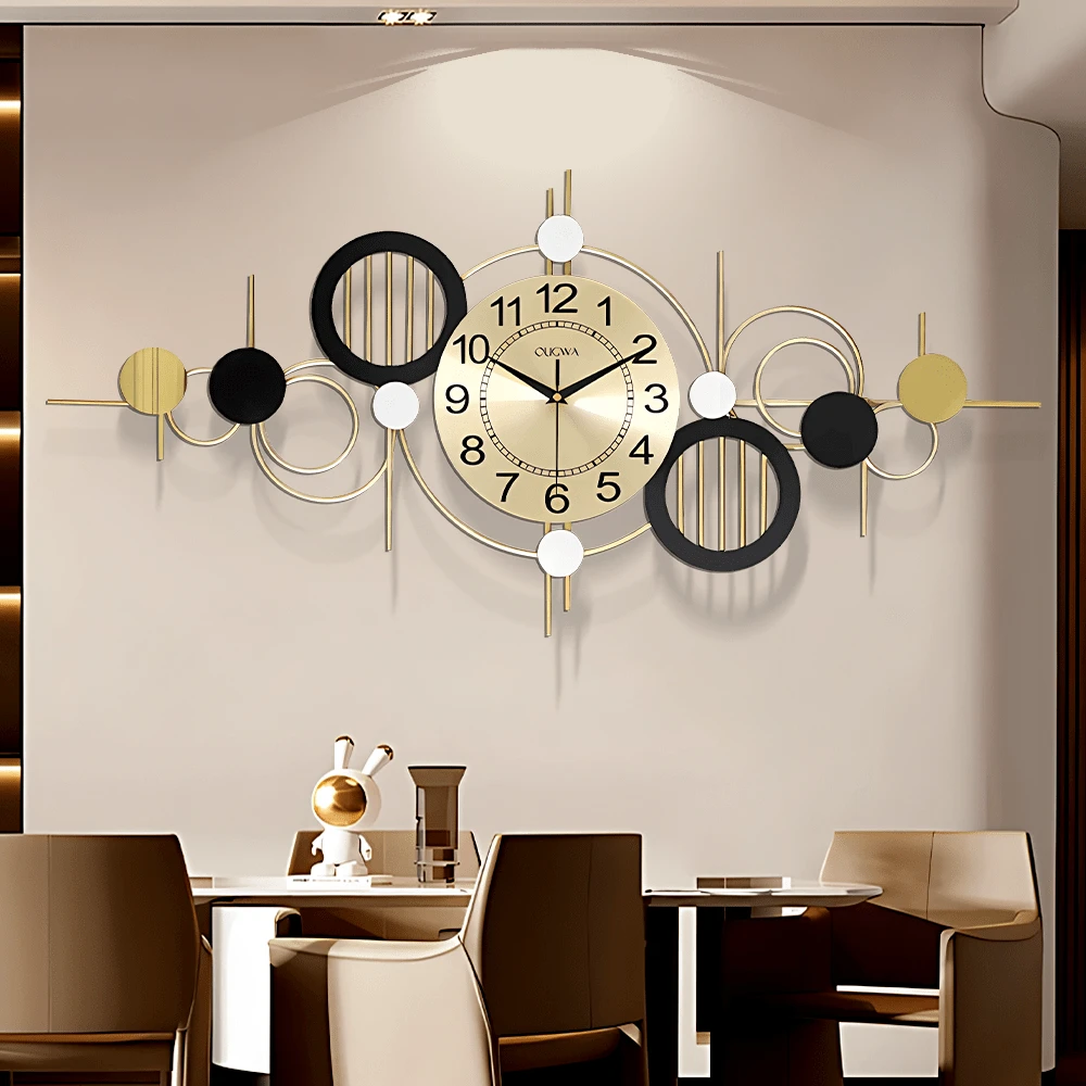 Large Wall Clock,Modern Silent Non-Ticking Metal Wall Art Wall Clocks ...
