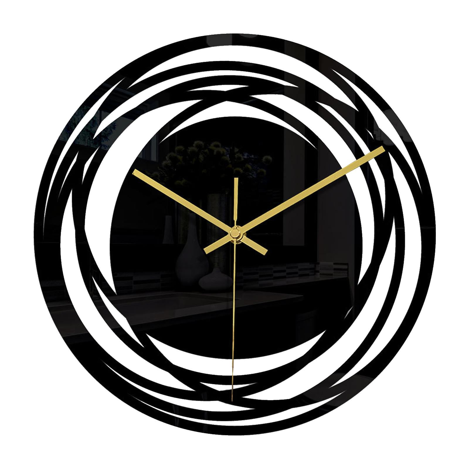 Large Wall Clock Quite Clock Art Design Acrylic Black Decorative ...