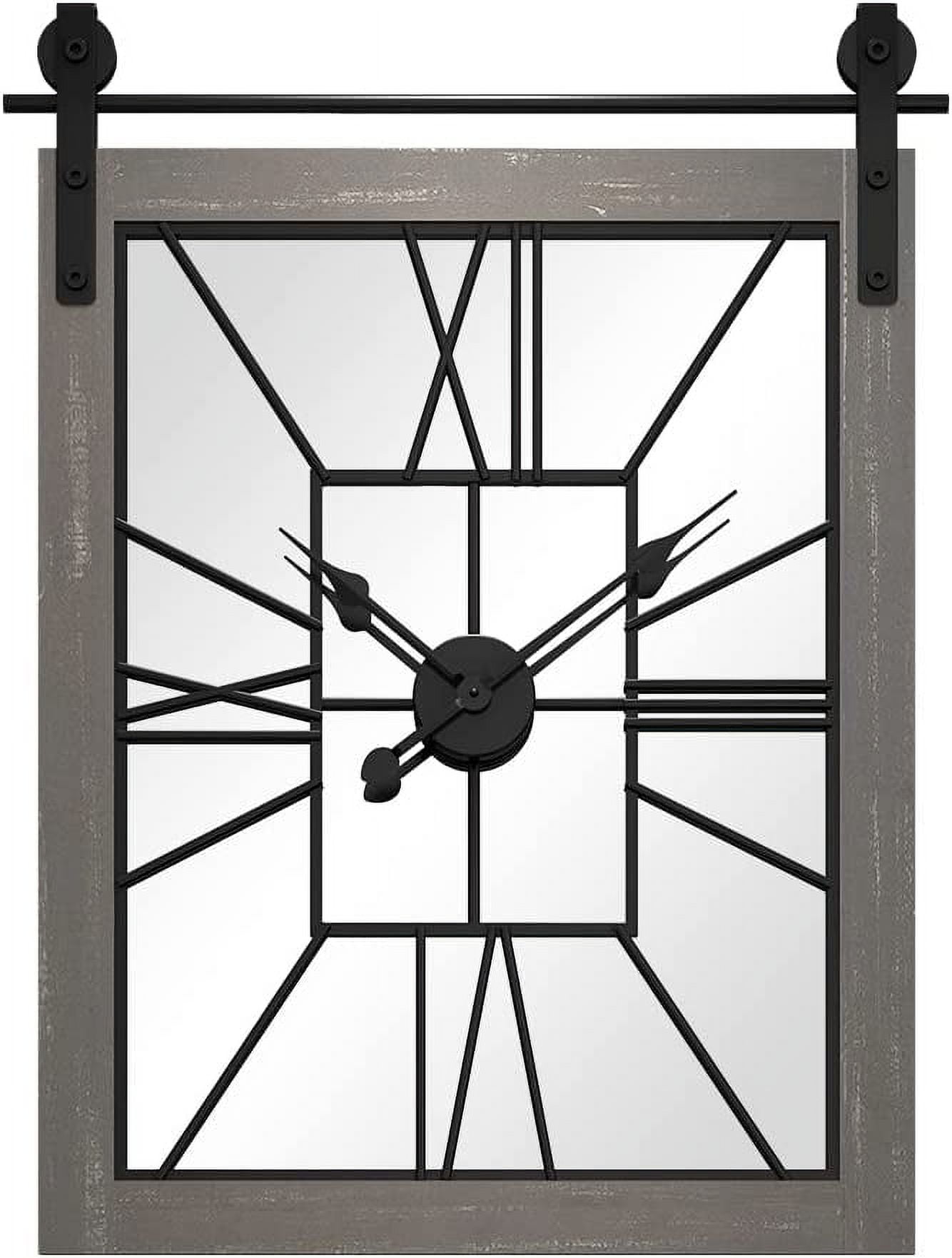 Large-Wall-Clocks for Living Room-Decor, Modern Barn Door Wall Clock ...