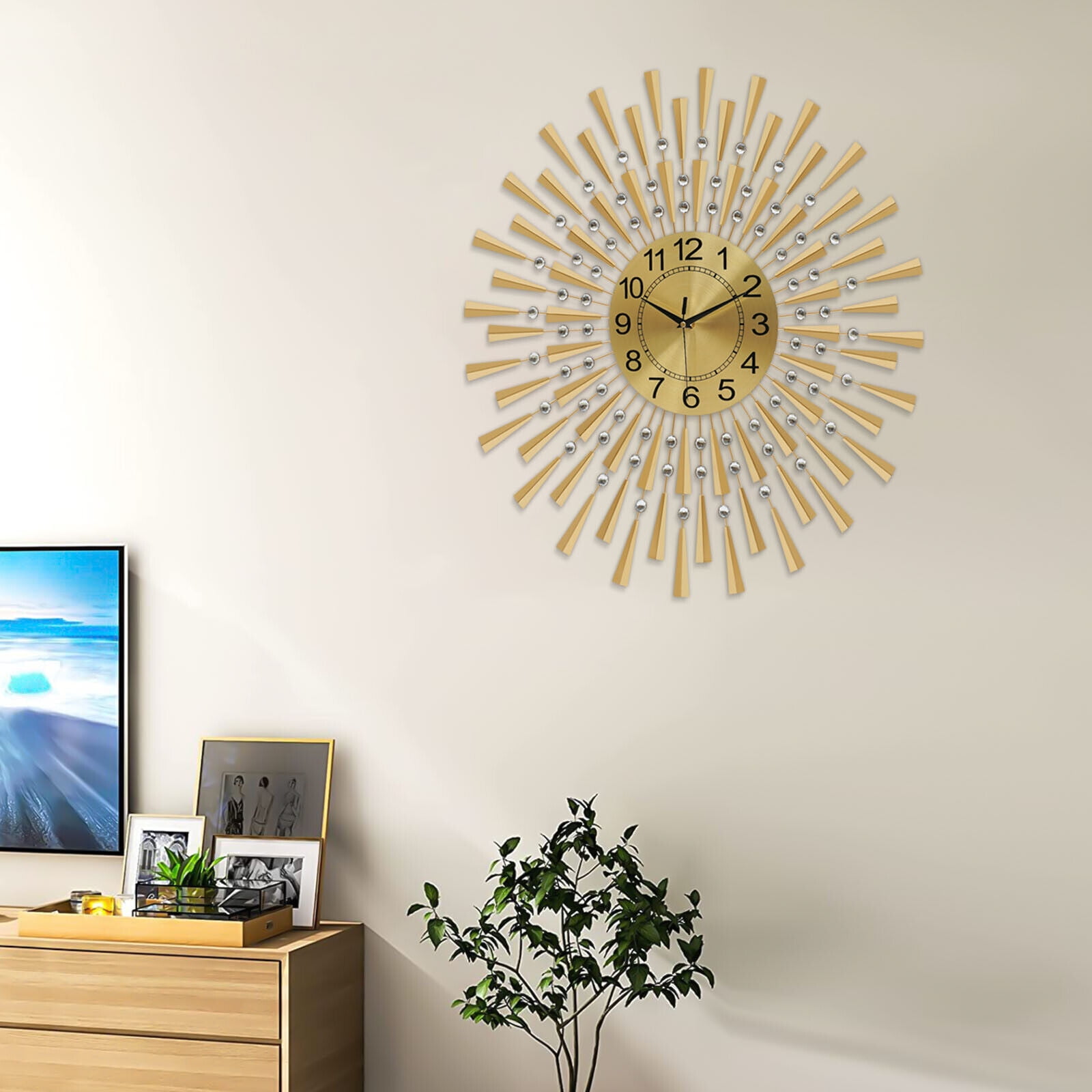 Large Wall Clocks for Living Room Decor Modern Gold Silent Wall Clock ...