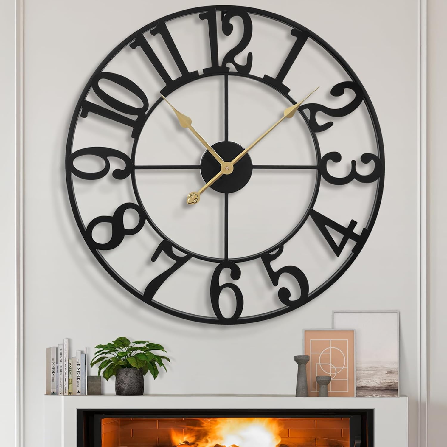 Large Wall Clocks for Living Room,Silent,Non Ticking,Battery Operated ...