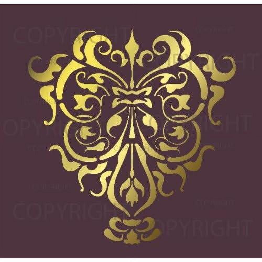 Large Wall Damask Stencil Faux Mural Design #1013 22" X 23 1/8 ...