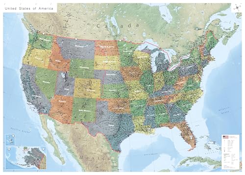 Large Wall Map Of The United States 39 X 55 Inches Full Lamination 9620