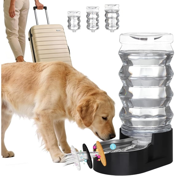 Large Water Dispenser: Stainless Pet Water Bowl - 9L Black Stainless ...