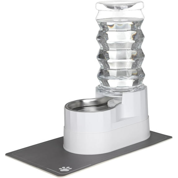 Large Water Dispenser for Dogs: 8L Gravity White Automatic Stainless ...