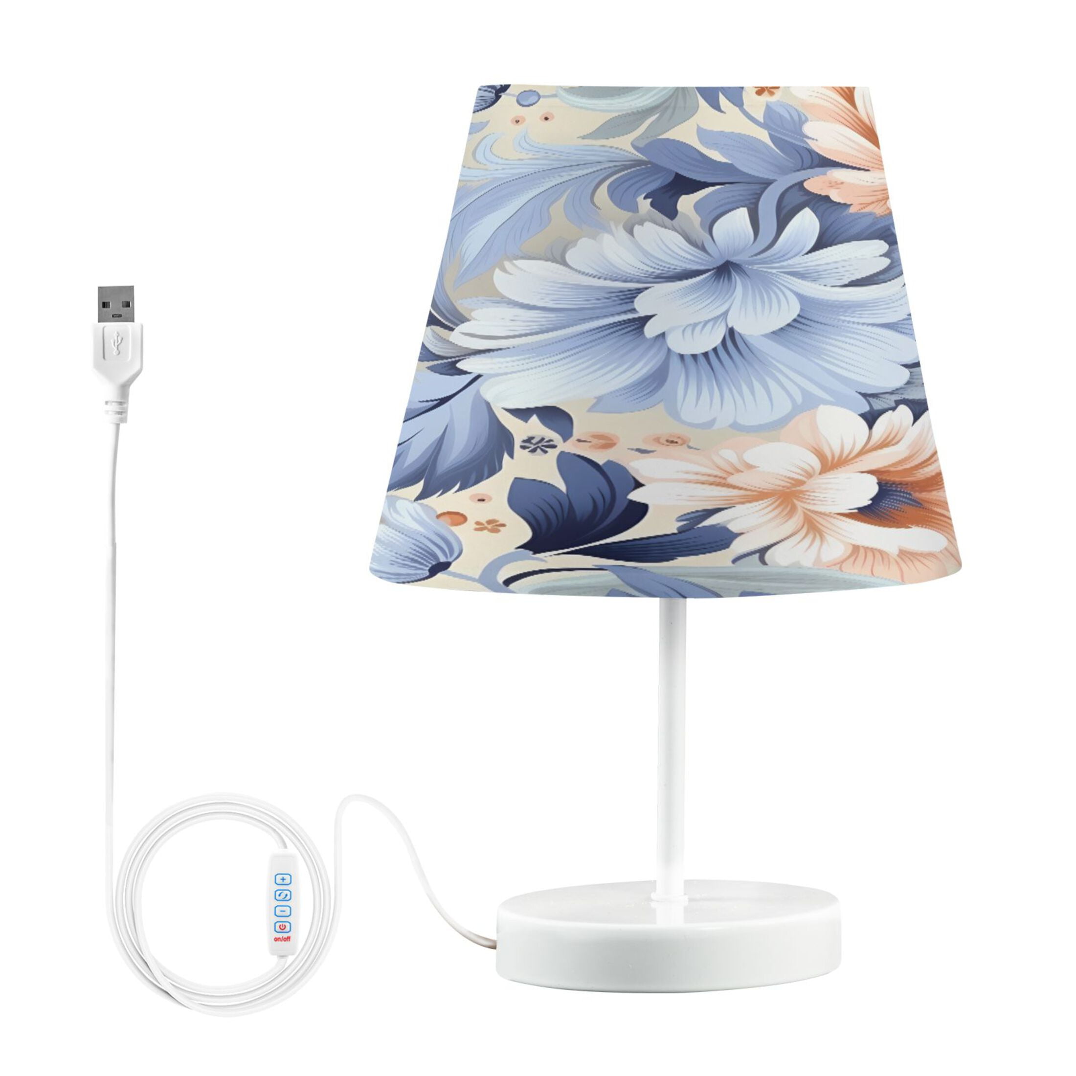 Large Watercolor Flower Desk Lamp LED Table Nightstand Lamps with 3 ...