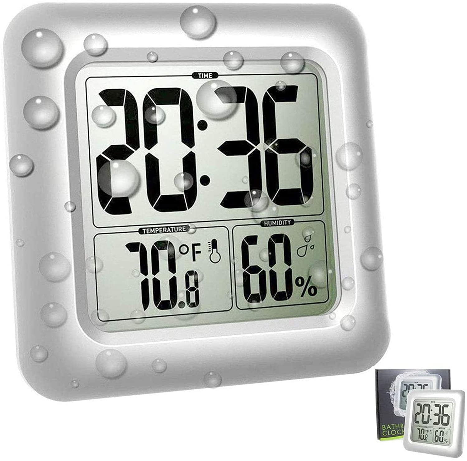 Large Waterproof Bathroom Wall Clock, Big Water Resistant Hanging ...