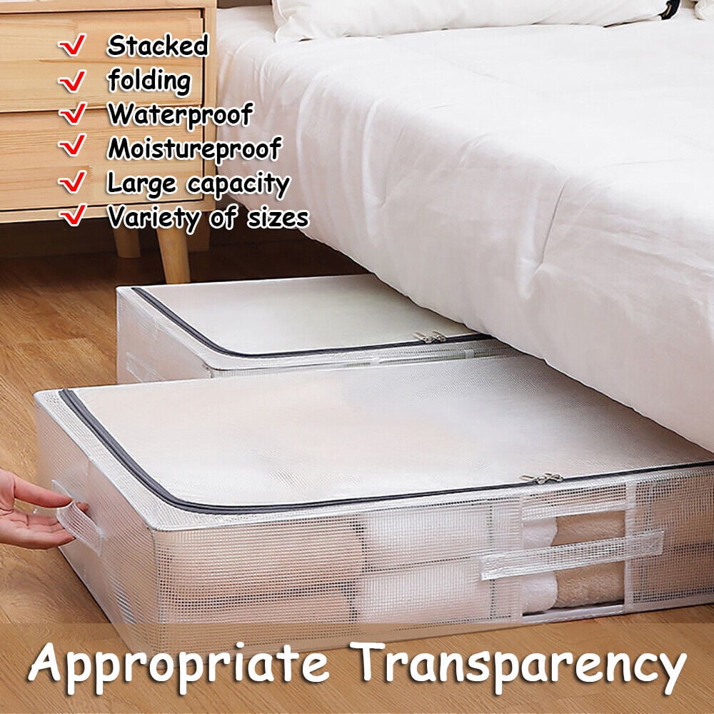 Large Waterproof Clear Underbed Storage Box Folding Toys Clothes ...