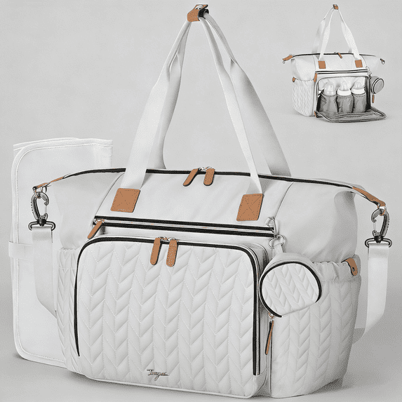 Leke, Diaper Bag, Waterproof, Grey, Large Capacity with Changing Pad ...