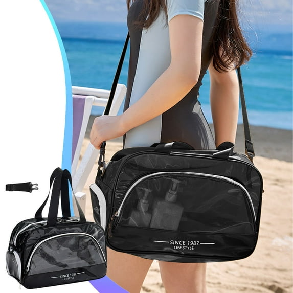 Large Waterproof Mesh Tote Bag with Wet Dry Separation Compartment ...