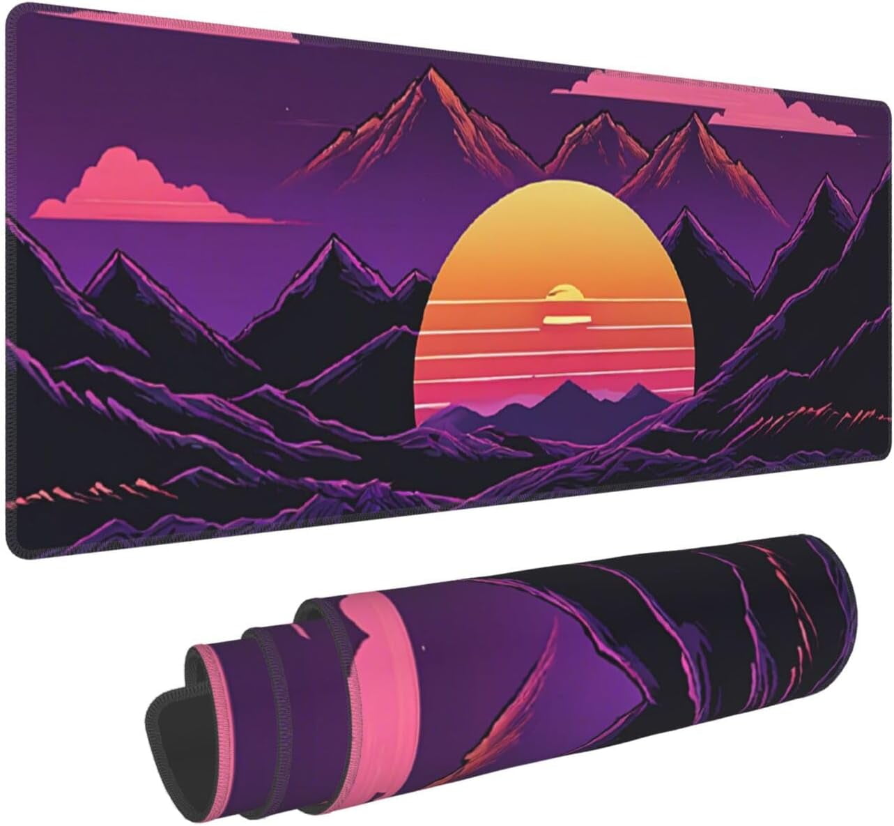 Large Waterproof NonSlip Gaming Mousepad 12x31.5 in Retrowave Pictures ...