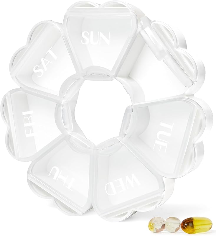 Large Weekly Pill Box 7 Day, MOLN HYMY Cute Pill Case Organizer, Flower ...
