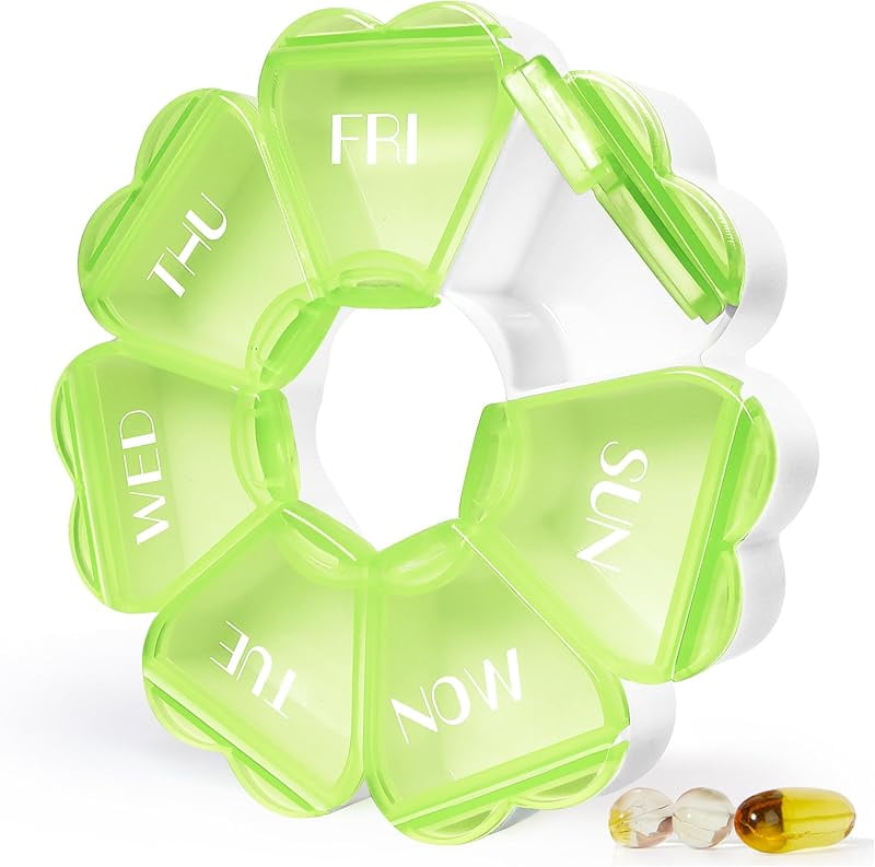 Large Weekly Pill Box 7 Day, MOLN HYMY Cute Pill Case Organizer, Flower ...