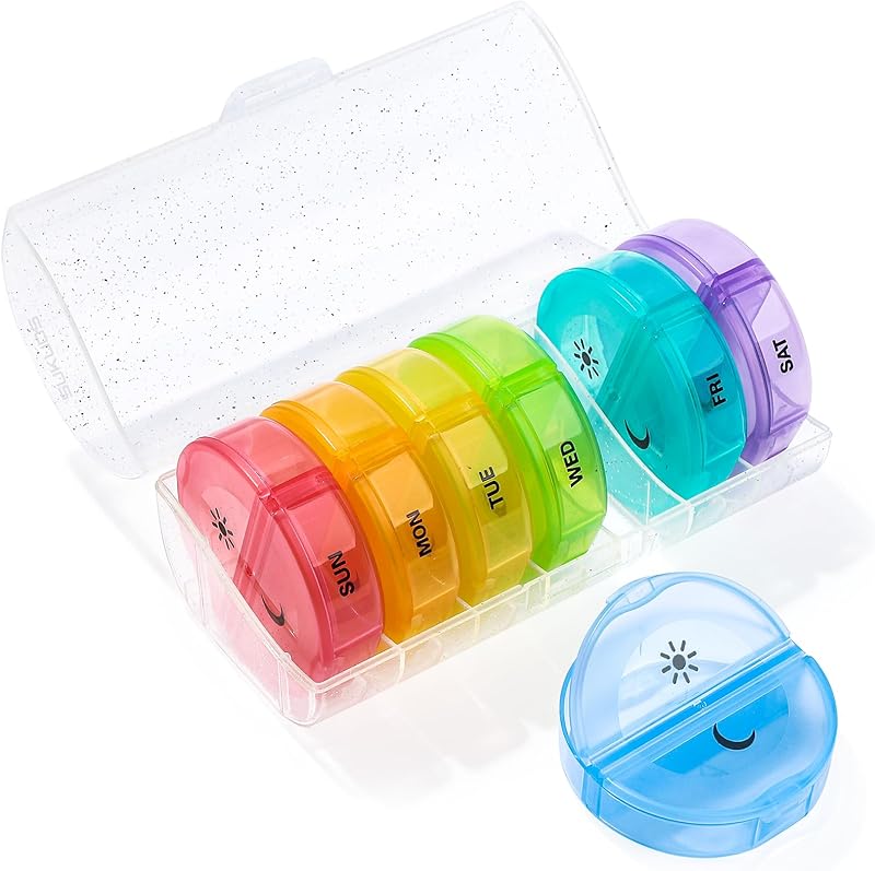 Large Weekly Pill Organizer 2 Times a Day, Daily Pill Box 7 Day Easy to ...