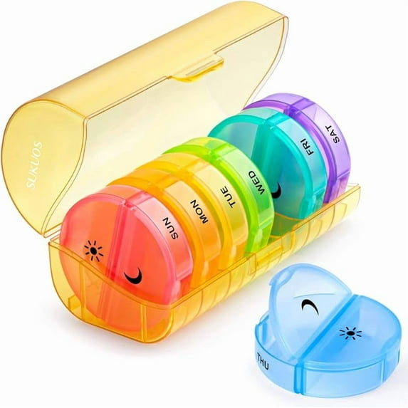 Large Weekly Pill Organizer 2 Times a Day, Daily Pill Box 7 Day Easy to ...