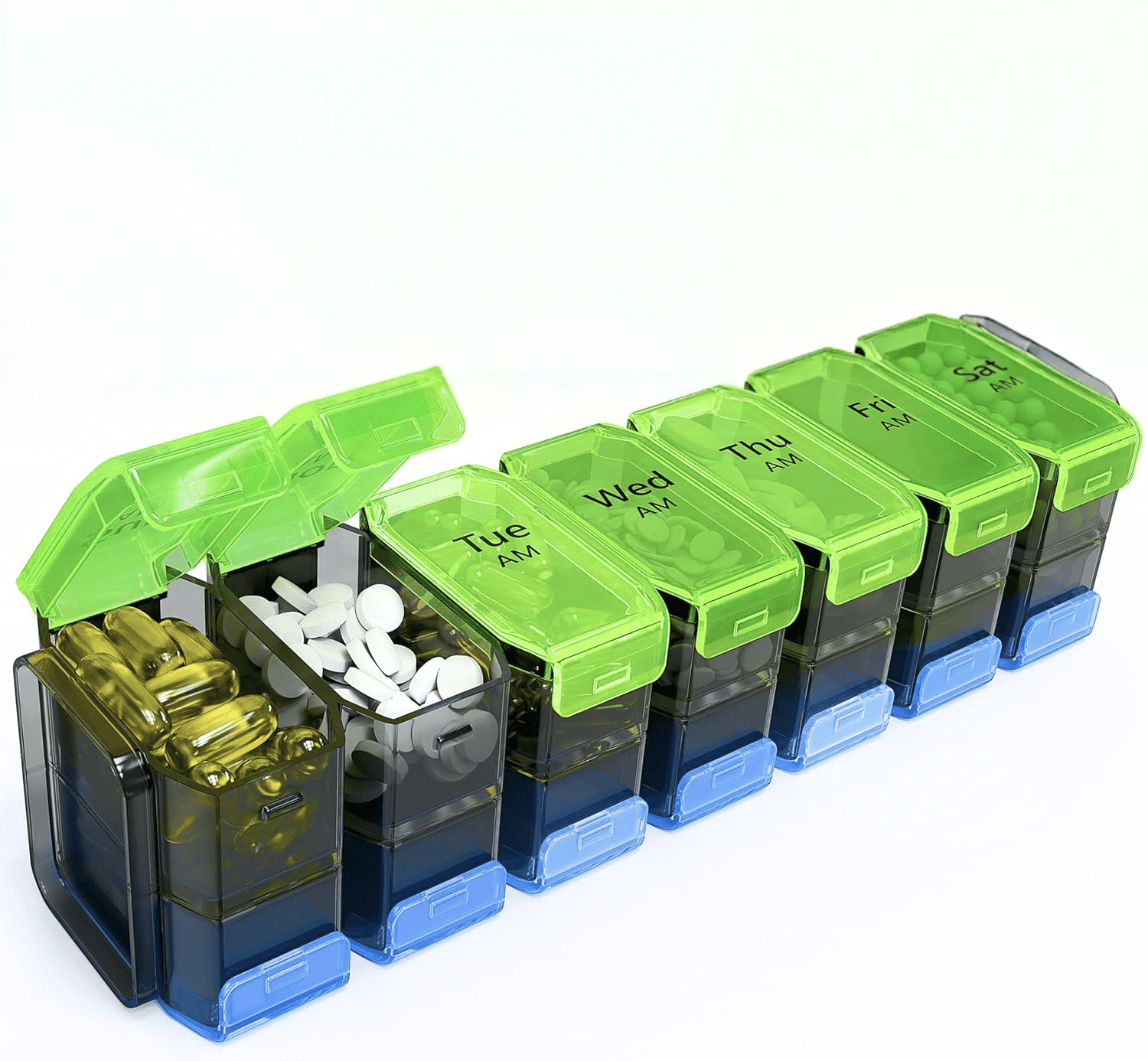 IDFINE Large Weekly Pill Organizer 2 Times a Day XL Pill Case Am Pm ...