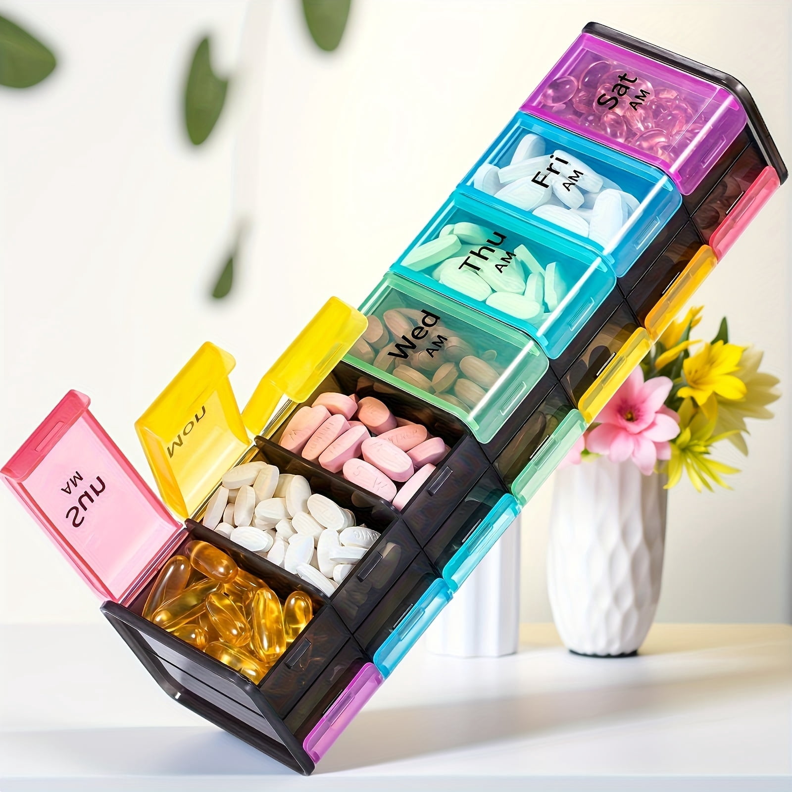 Large Weekly Pill Organizer, 7 Day Pill Box, Travel Pill Case, Daily ...