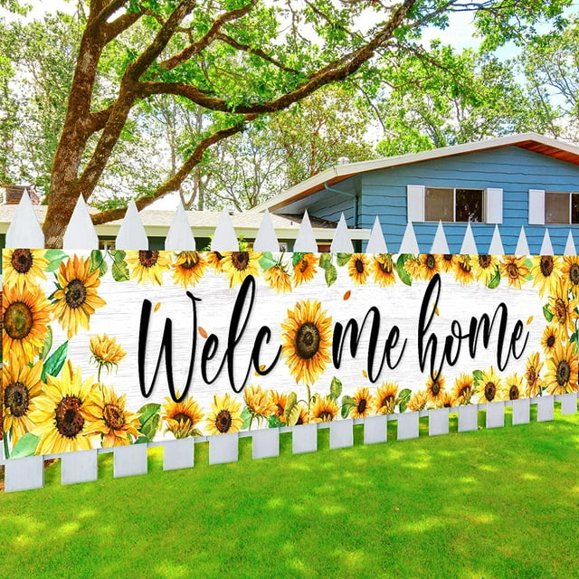Large Welcome Home Banner Decorations Sunflower Welcome Home Yard Sign ...