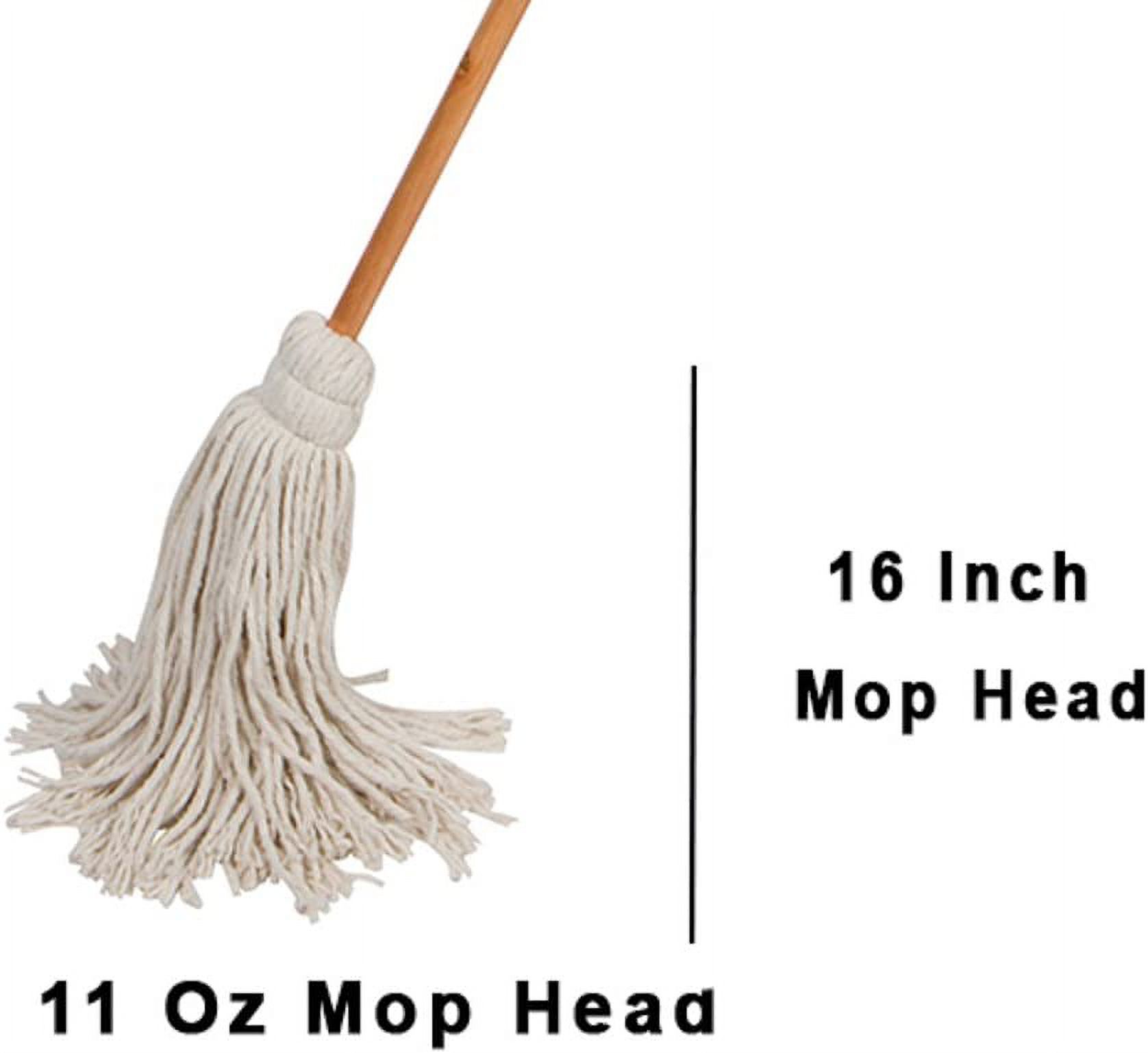 Large Wet Deck Cotton Mop with Solid Wood Handle - 11 Oz White ...